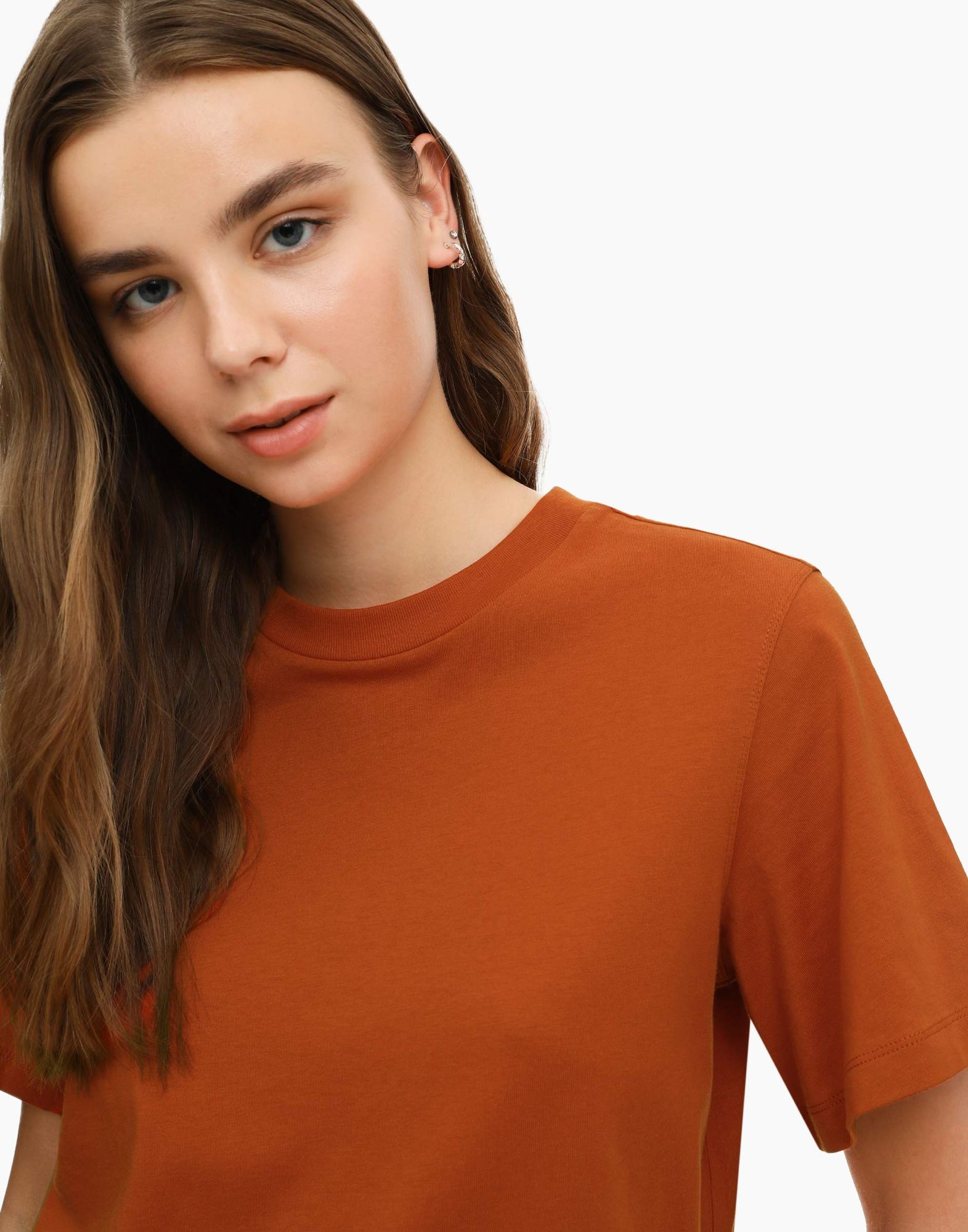Базовая оранжевая футболка Loose straight из тонкого джерси GKT020389-5 ...