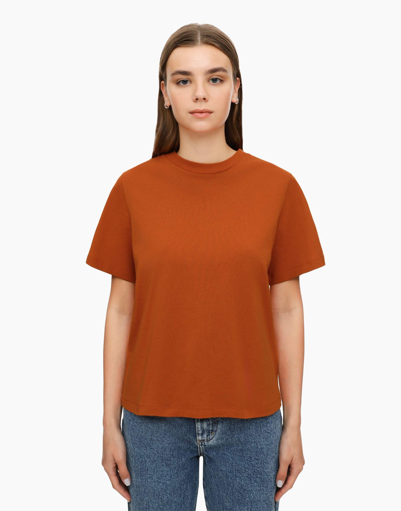 Базовая оранжевая футболка Loose straight из тонкого джерси GKT020389-5 ...