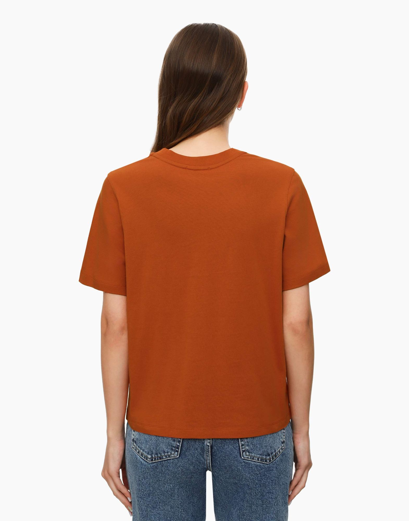 Базовая оранжевая футболка Loose straight из тонкого джерси GKT020389-5 ...