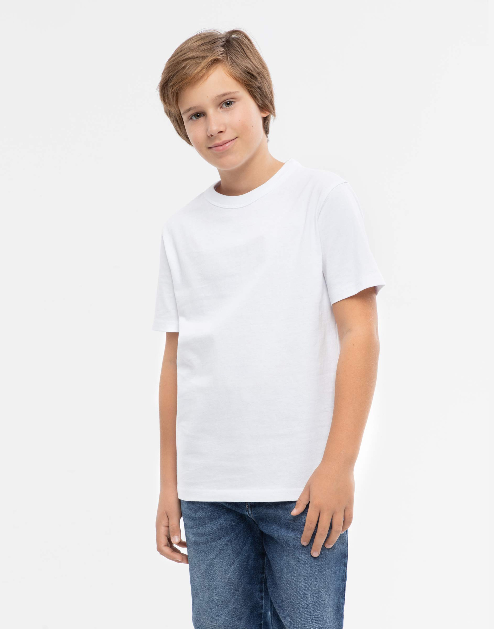 Белая базовая футболка Comfort из плотного джерси для мальчика ...