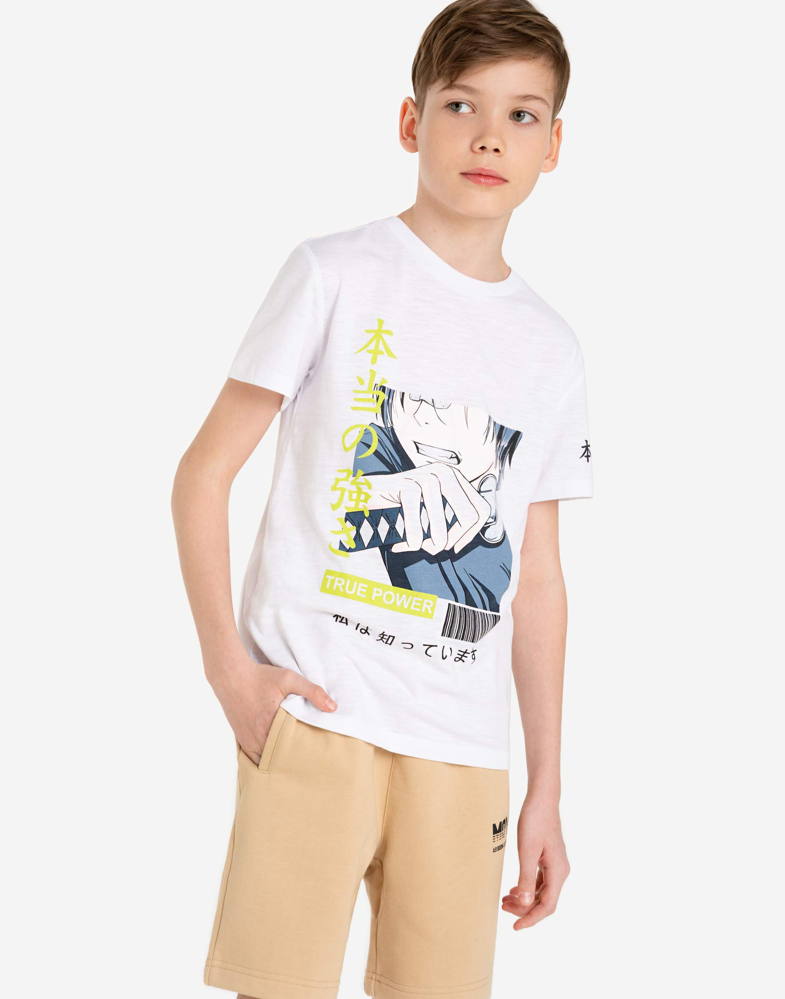 Белая футболка с аниме-принтом для мальчика BKT008676-1 купить по цене ...