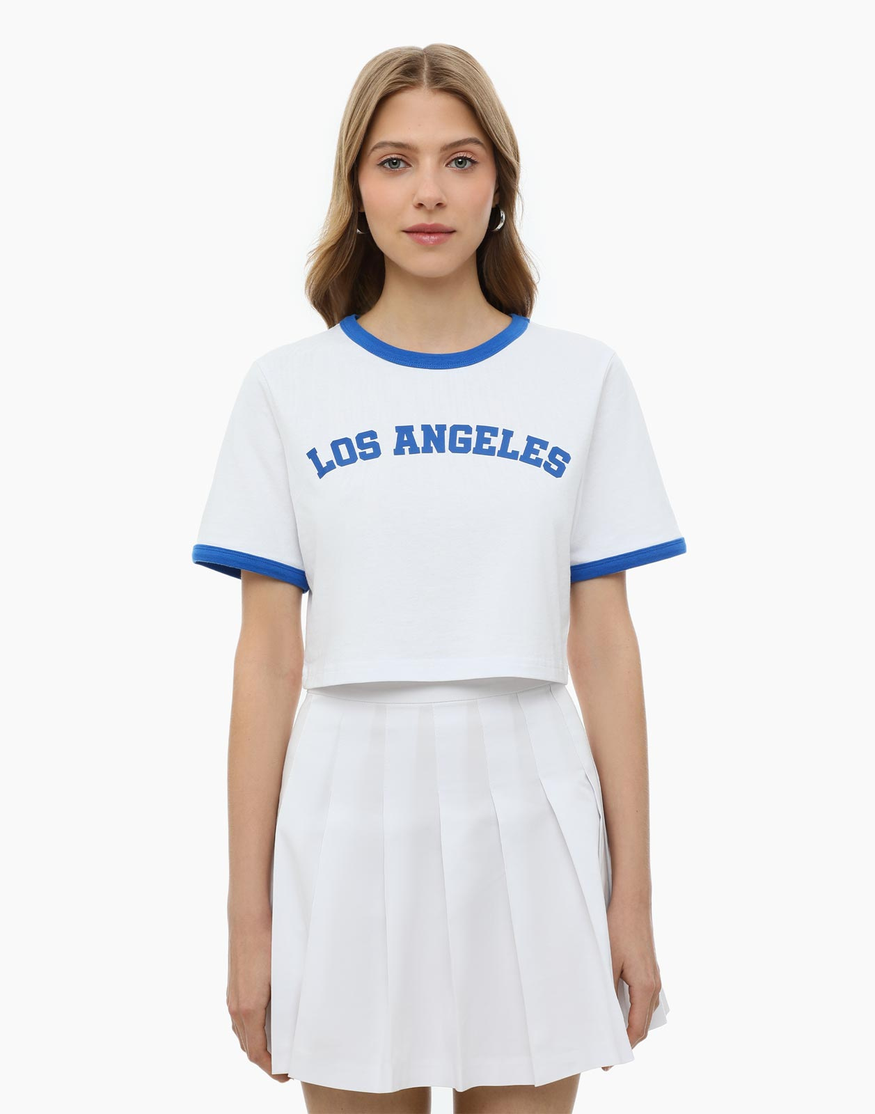 Белая укороченная футболка Los Angeles GKT019574-1 купить по цене от ...