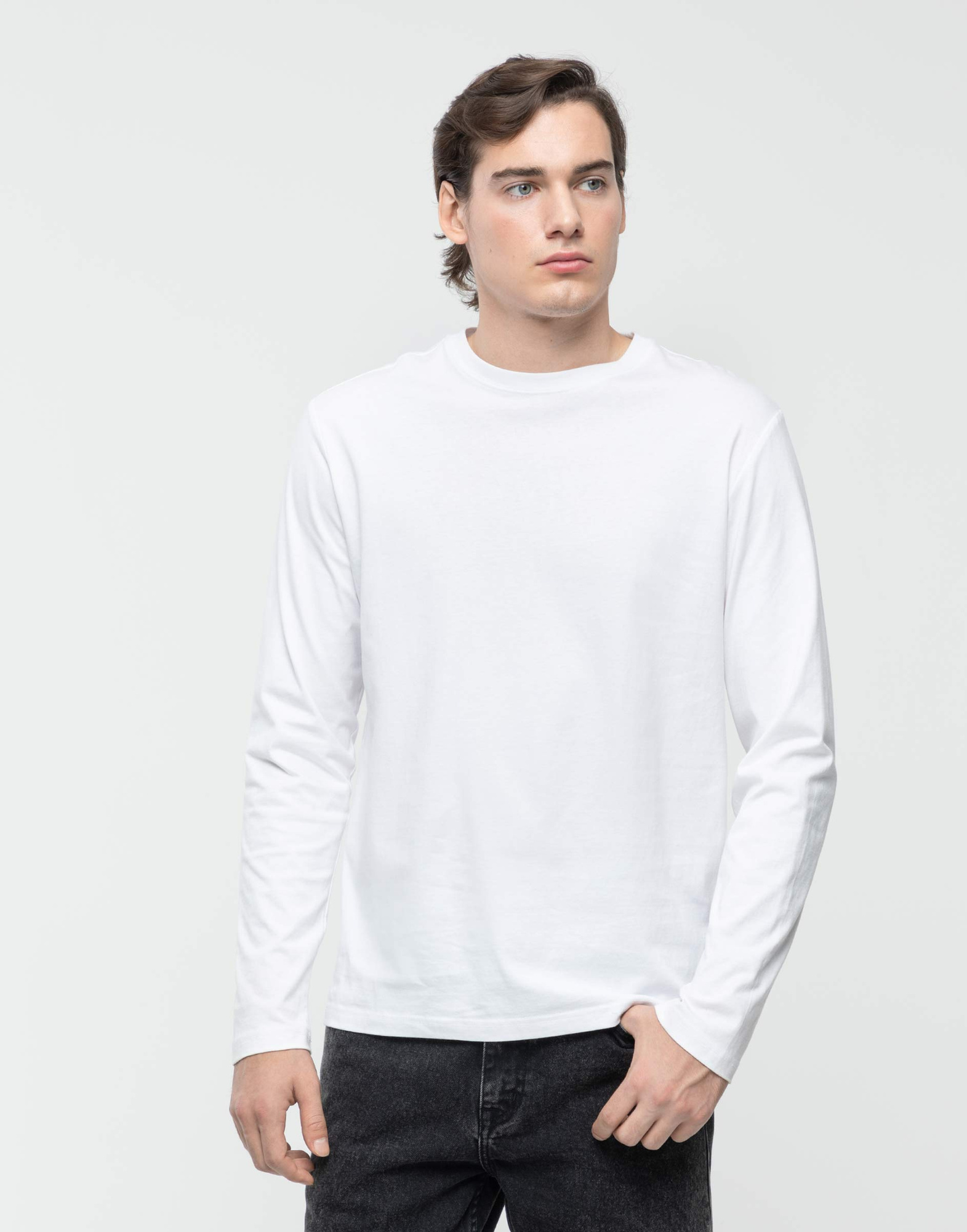 Белый базовый лонгслив Regular из джерси BKT011526-2 купить по цене от ...