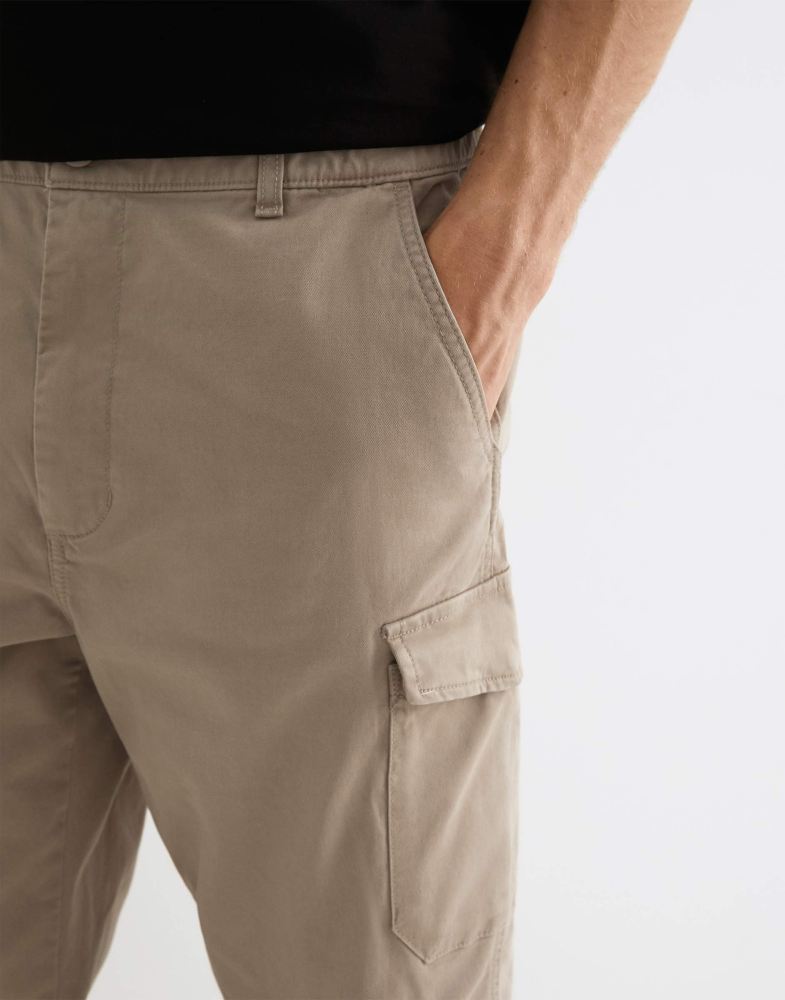 Бежевые джинсы Cargo из твила BJN016175-1