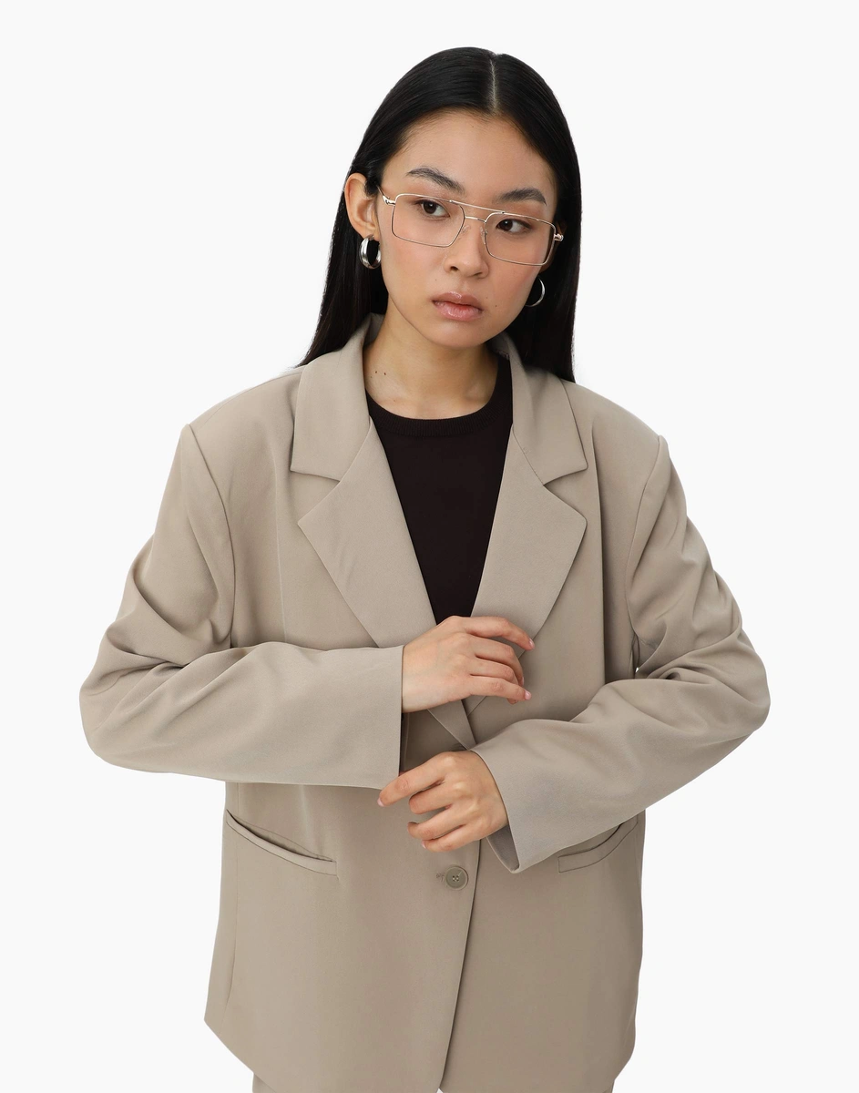 Бежевый пиджак oversize с карманами GJC005918-2 купить по цене от 899 ...