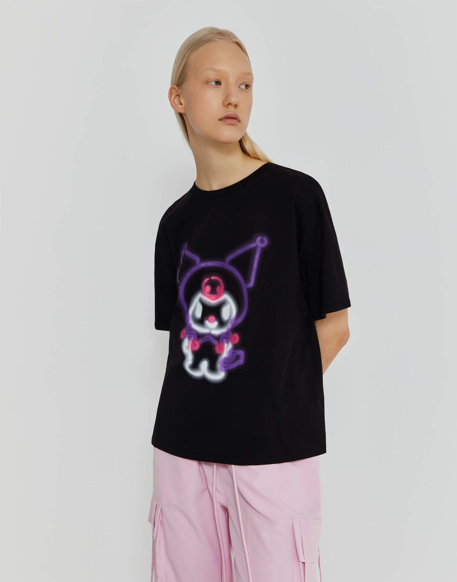 Чёрная футболка oversize с принтом Hello Kitty GKT024754-1 купить по ...