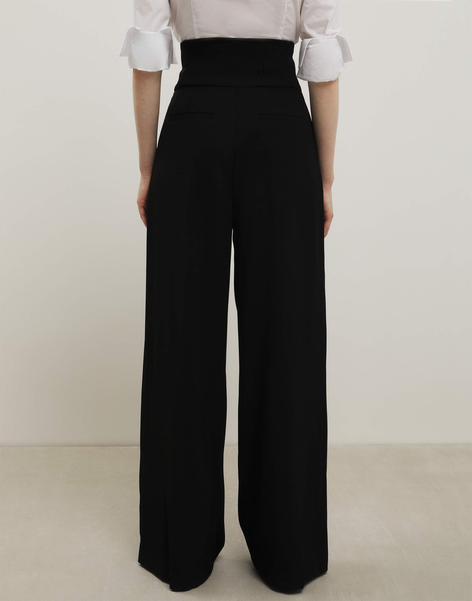 Чёрные брюки Wide leg с широким поясом и защипами GPT009727-2 купить по ...