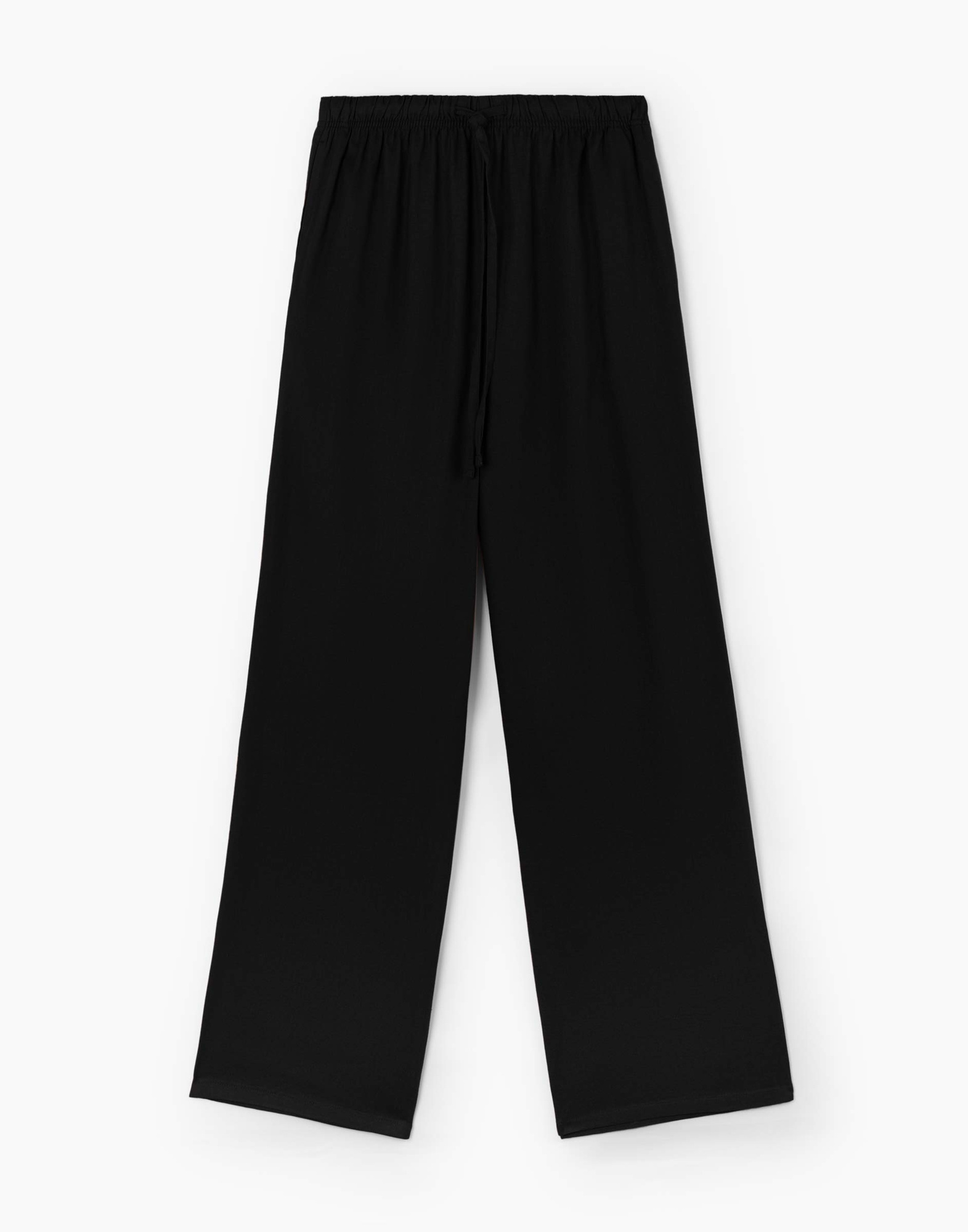 Чёрные льняные брюки Wide leg с эластичным поясом GPT009707-3 купить по ...