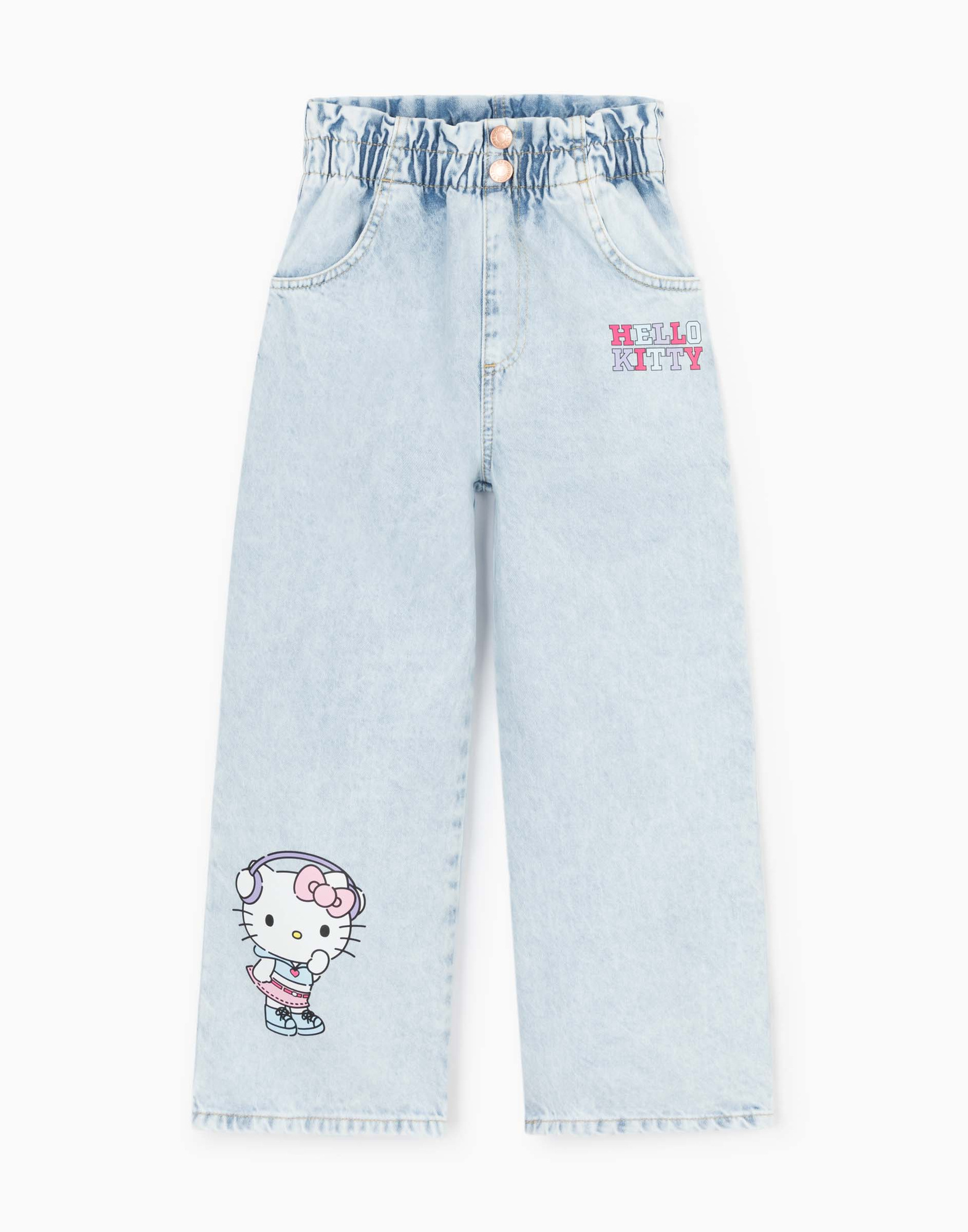 Джинсы Paperbag Long leg с принтом Hello Kitty для девочки GJN035617-1 ...