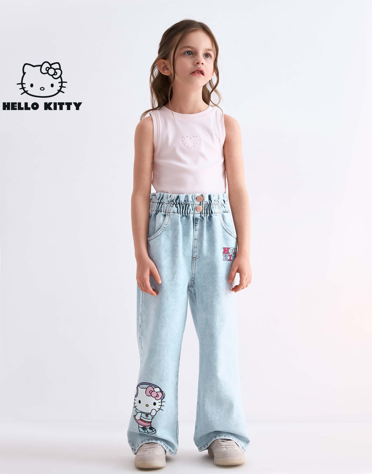 Джинсы Paperbag Long leg с принтом Hello Kitty для девочки GJN035617-1 ...