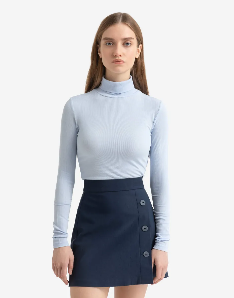 Голубая базовая водолазка в рубчик GKT016051-1 купить по цене от 399 ...