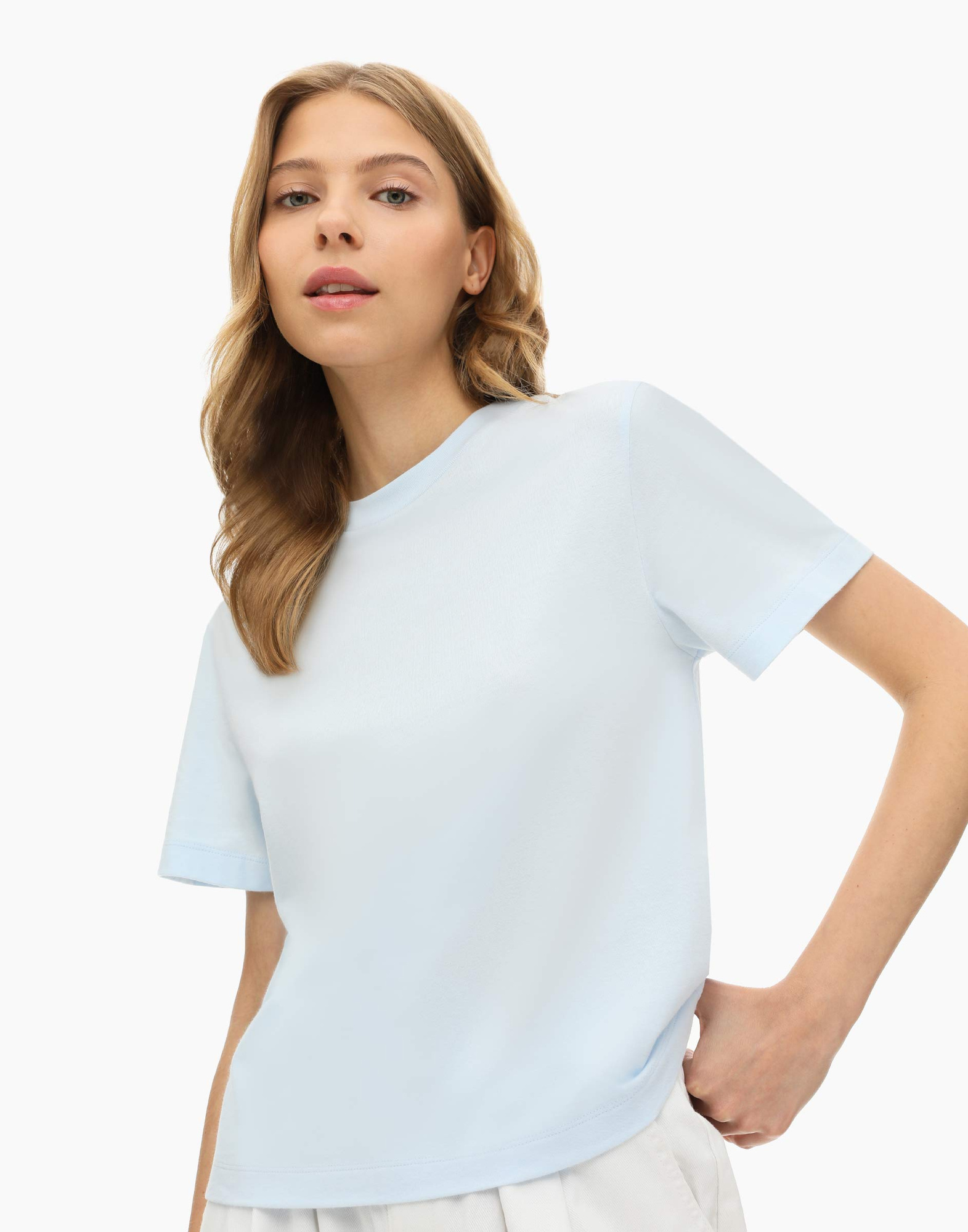 Голубая футболка Straight из тонкого джерси женская GKT019527-1 купить ...