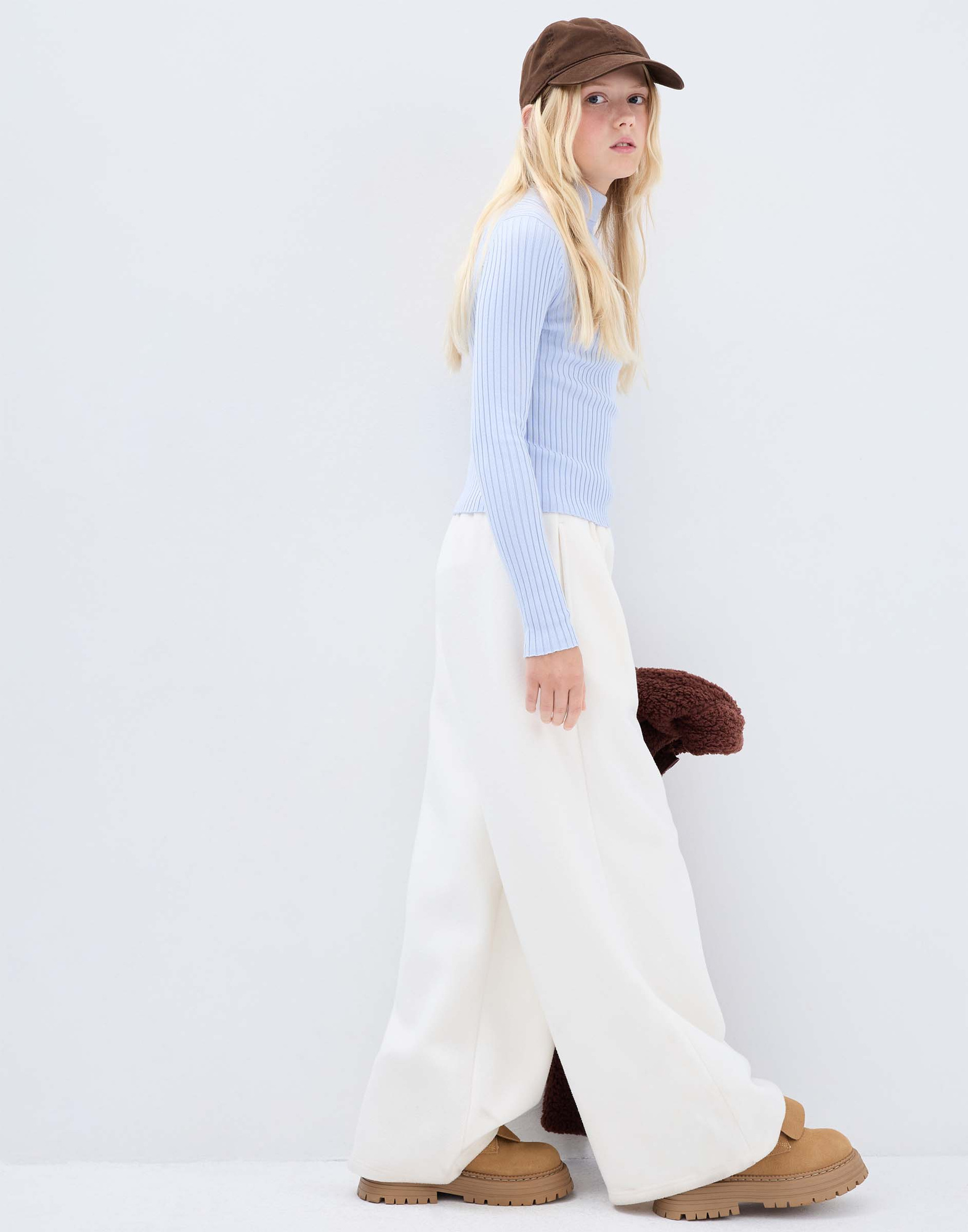 Голубая водолазка в рубчик с воротником гольф GSW008121-2 размер 152