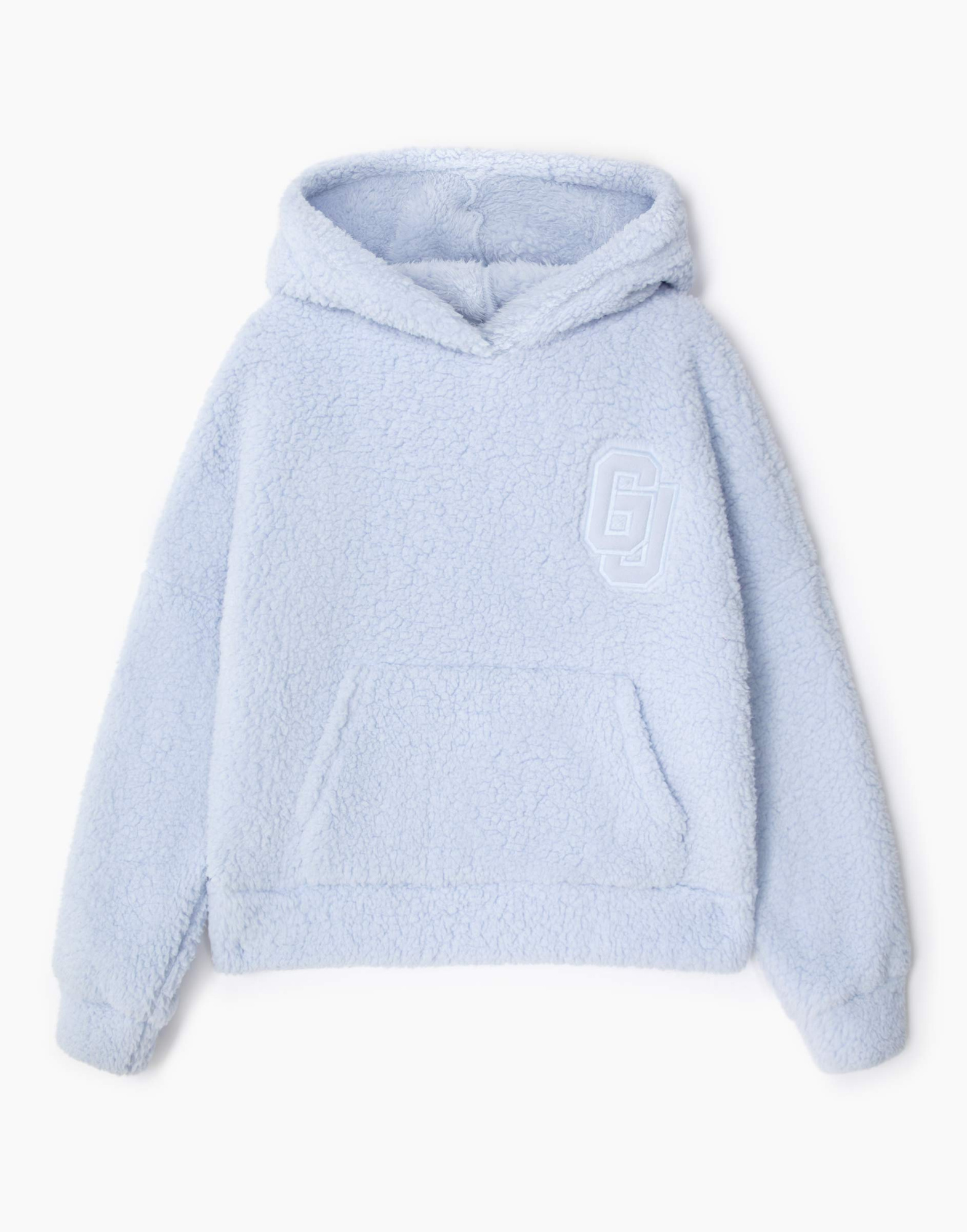 Голубое худи oversize из искусственного меха для девочки GAC020979-3 ...