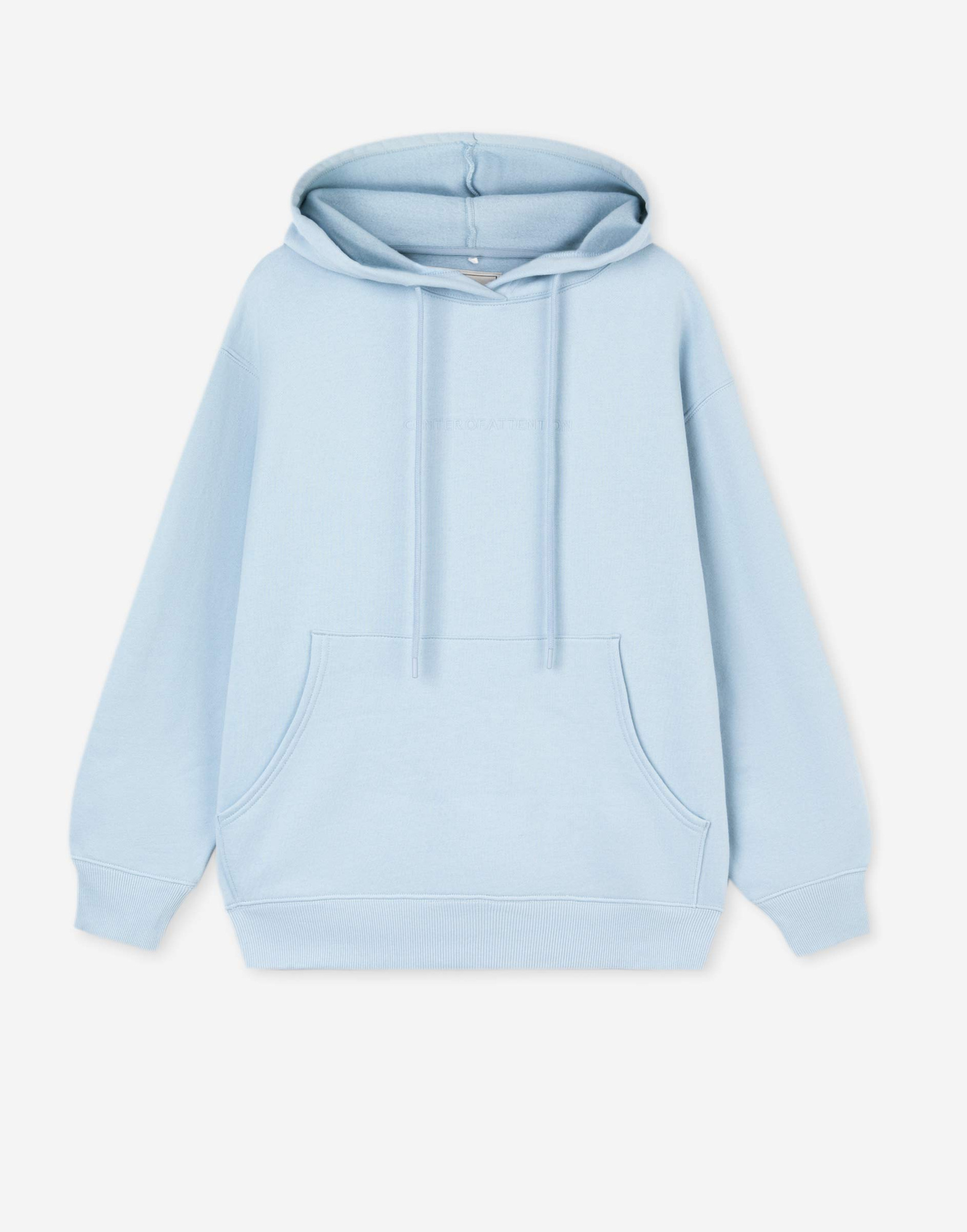 Голубое худи oversize с вышивкой Center of attention GAC019455-2 купить ...