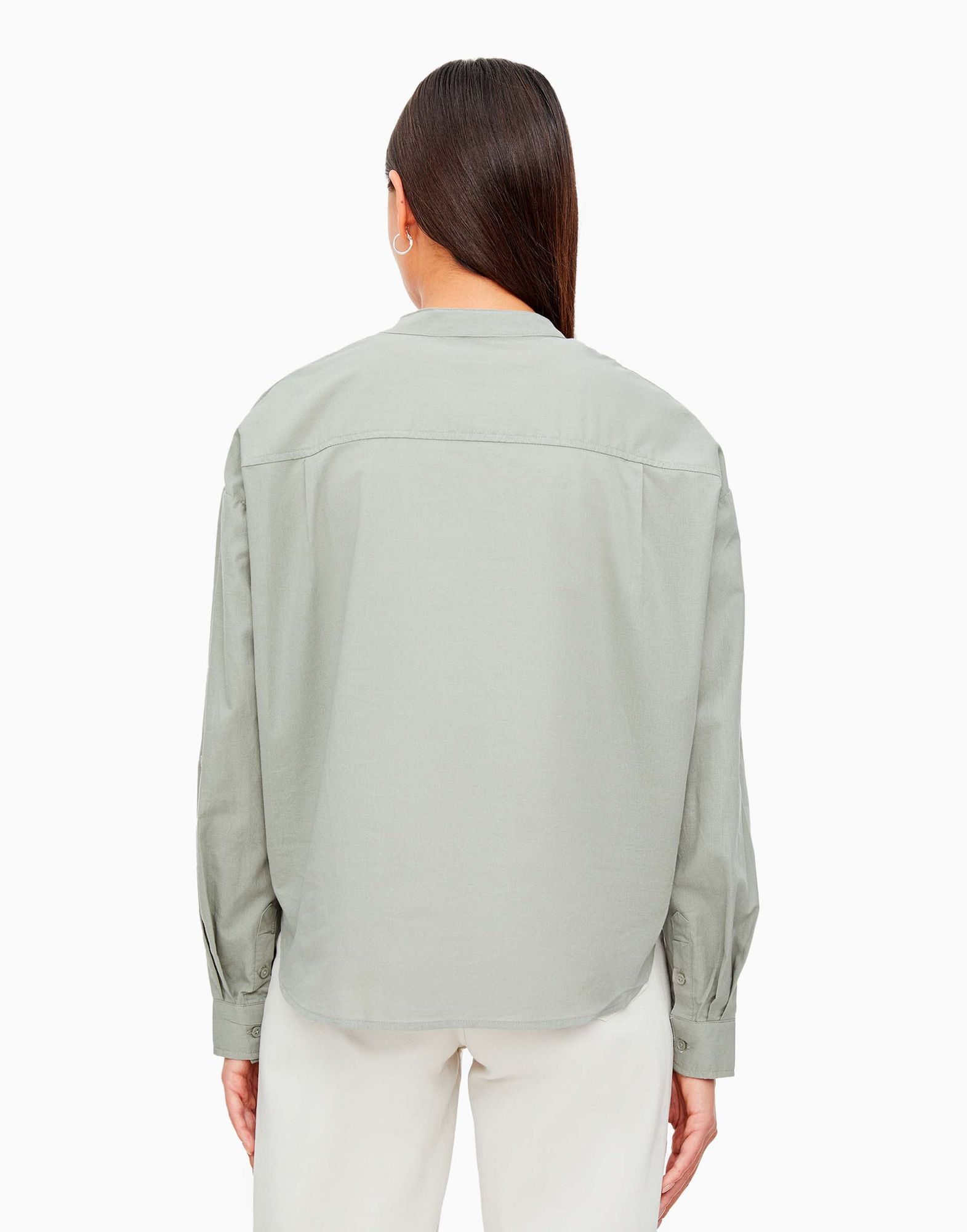 Хаки рубашка oversize c драпировкой женская GWT002849-2 undefined