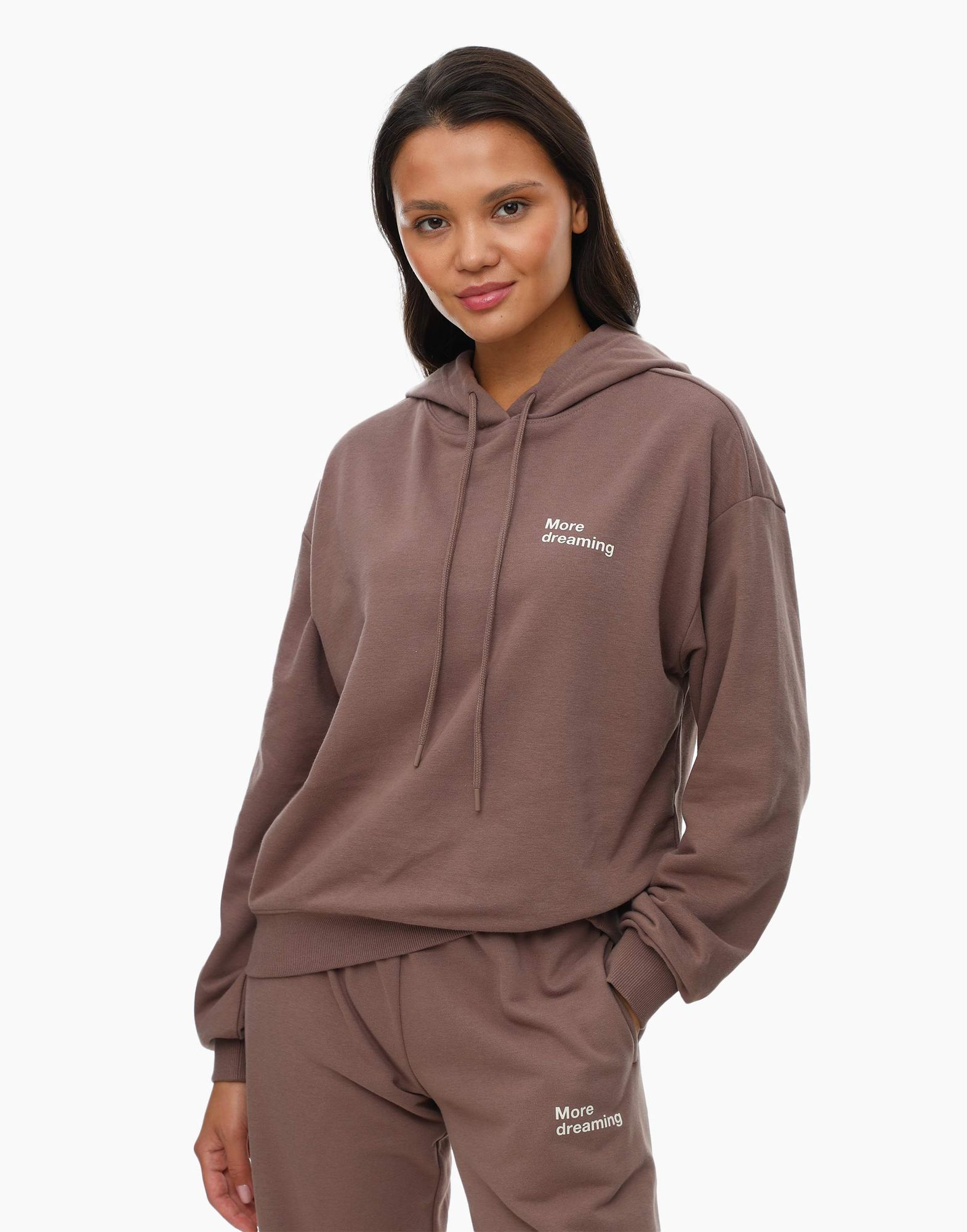 Коричневое худи oversize с принтом GAC020644-3 купить по цене от 599 ...