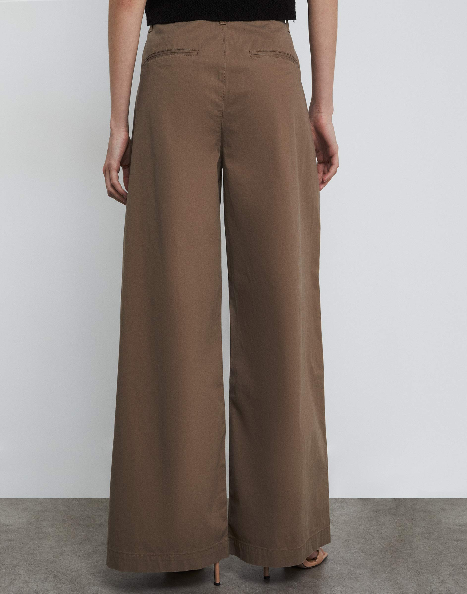 Коричневые брюки Wide Leg из твила GPT009648-2 купить по цене от 499 ...