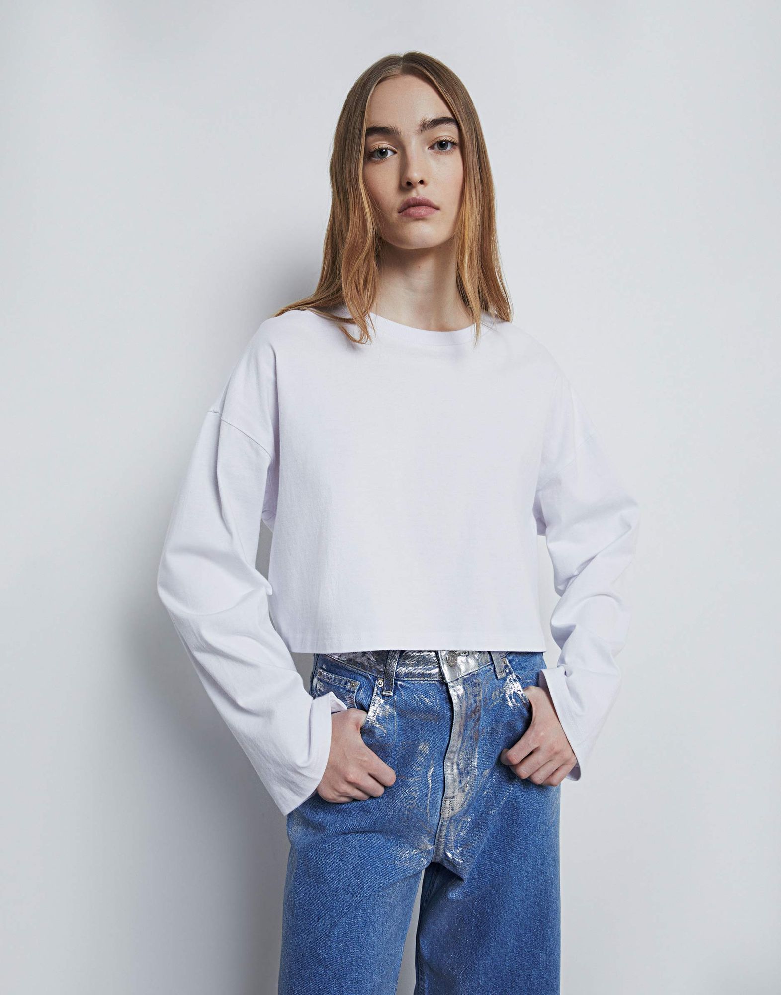Лонгслив oversize с рукавами на кнопках GKT022102-1 купить по цене от ...