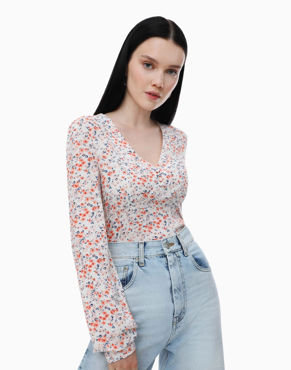 Молочная блузка с принтом GWT003159-2 купить по цене от 299 рублей с ...