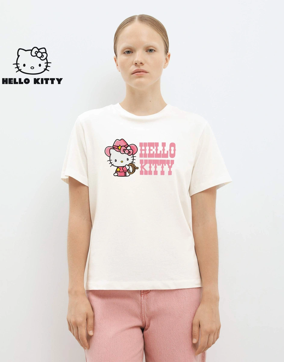 Молочная футболка с принтом Hello Kitty GKT027371-1 купить по цене от 399 рублей с доставкой по ...