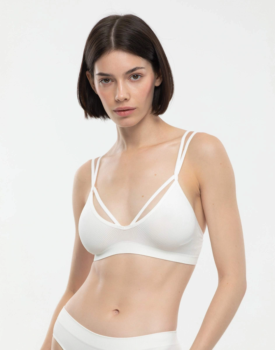 Молочный бюстгальтер в рубчик GUW007662-1 купить по цене от 249 рублей с доставкой по России