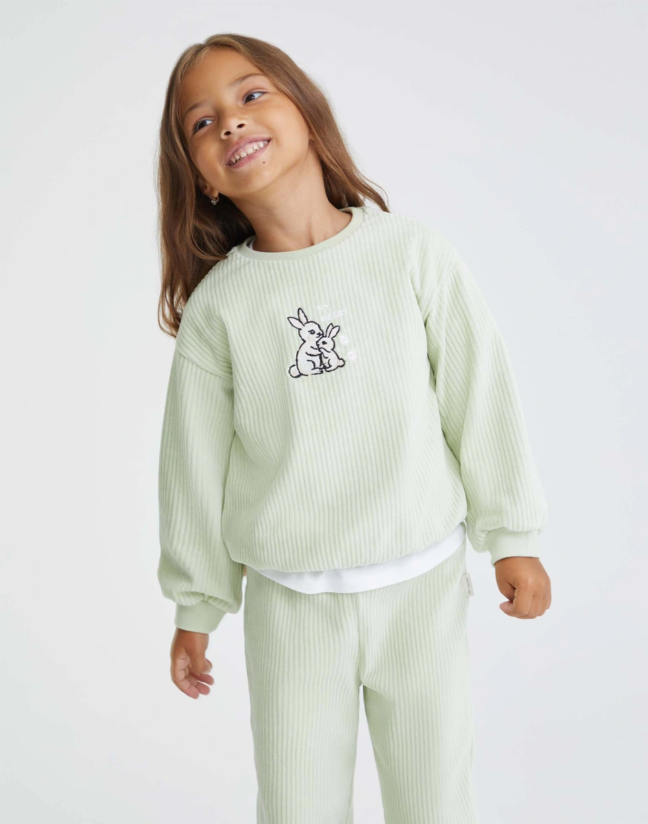 Оливковый свитшот с принтом для девочки GAC024299-1 купить по цене от ...