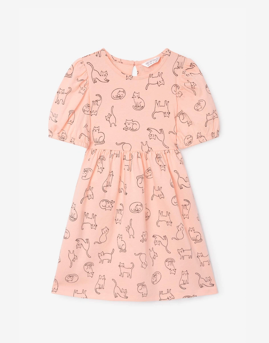 Розовое платье с кошечками для девочки GDR023276-1 купить по цене от ...