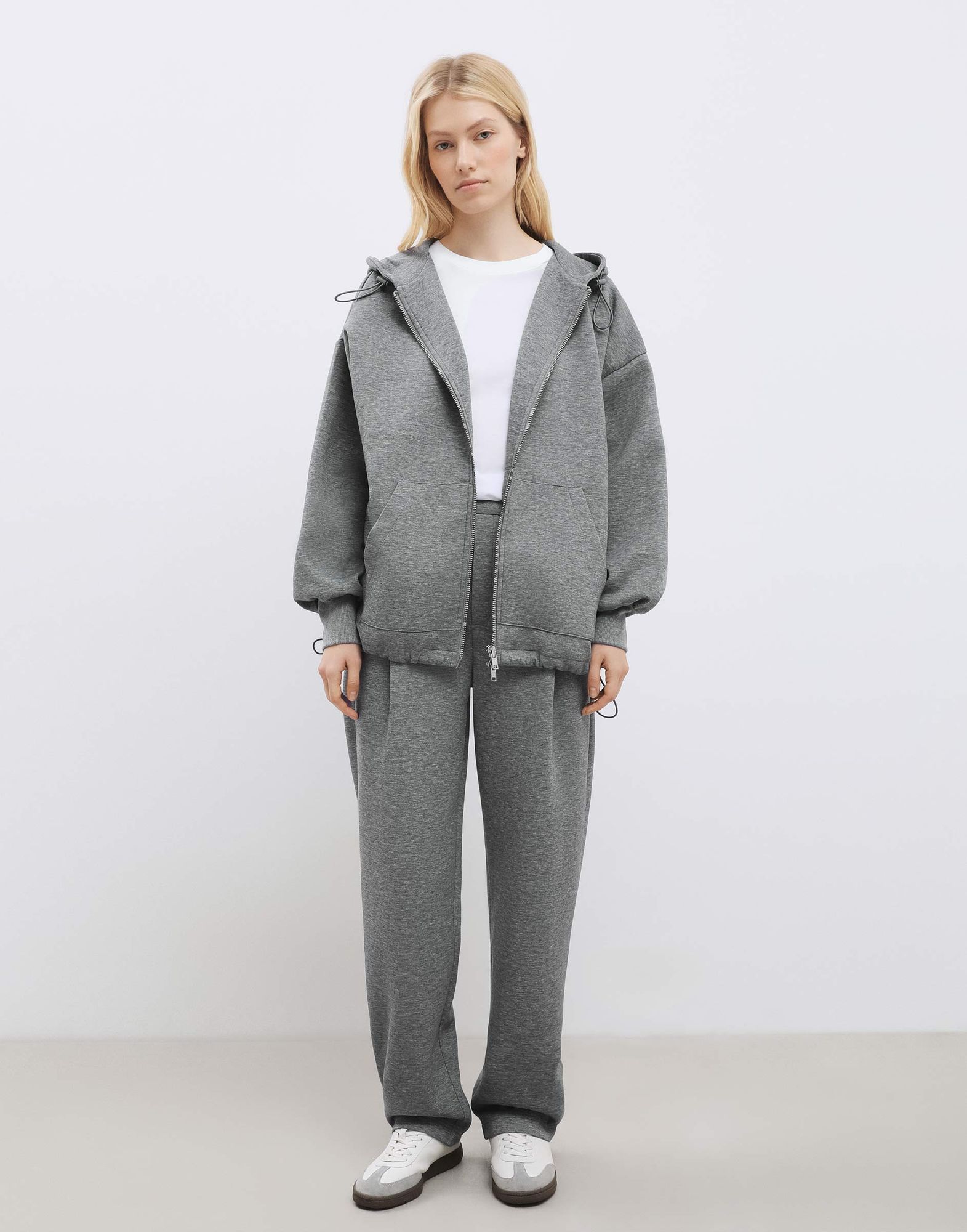 Серая толстовка oversize на молнии с капюшоном GAC023333-2 купить по ...