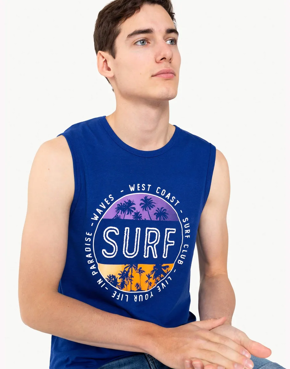 Синяя майка с надписью SURF BTN001676-1 купить по цене от 99 рублей с ...