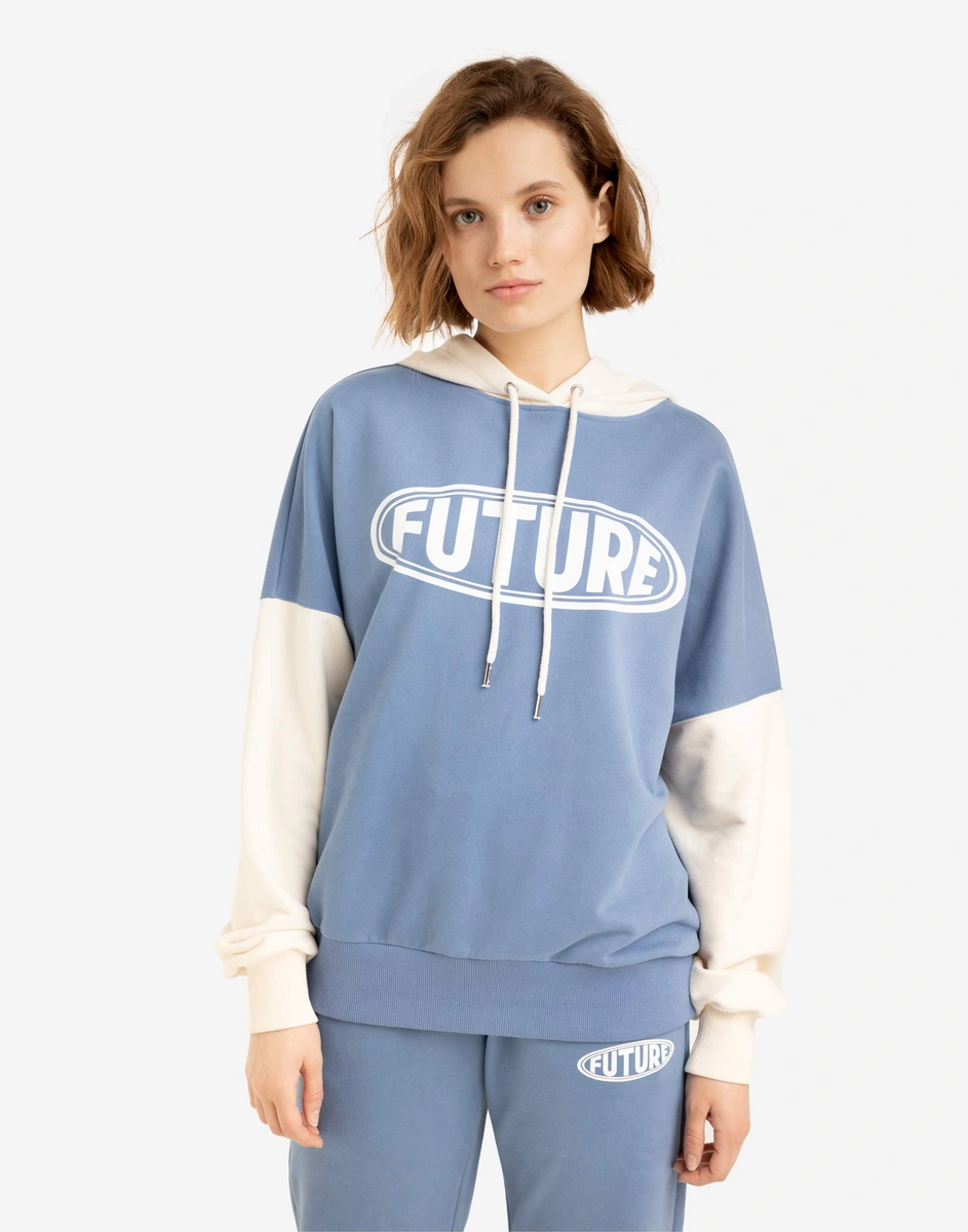 Синее худи oversize с надписью FUTURE GAC018087-1 купить по цене от 899 ...