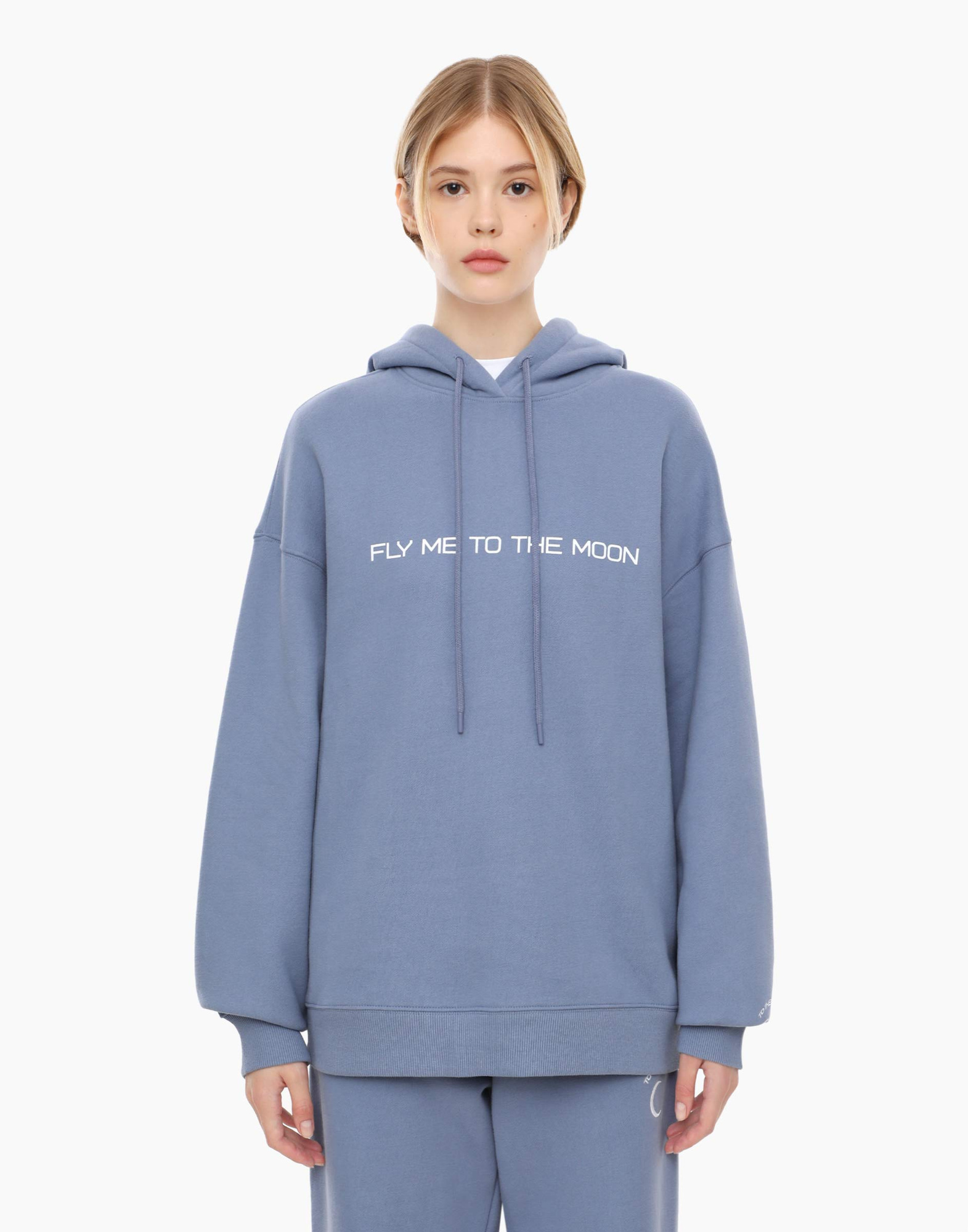 Синее худи oversize с принтом в космической тематике GAC021419-1 купить ...