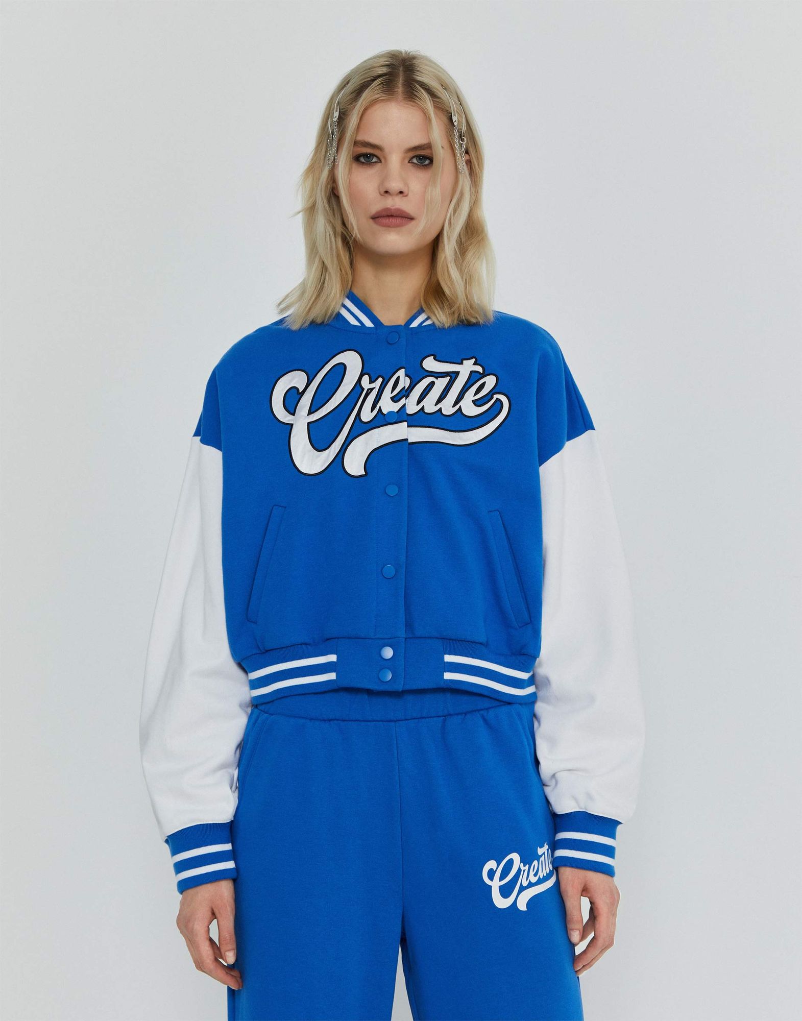 Синий укороченный бомбер oversize GAC022141-4 undefined