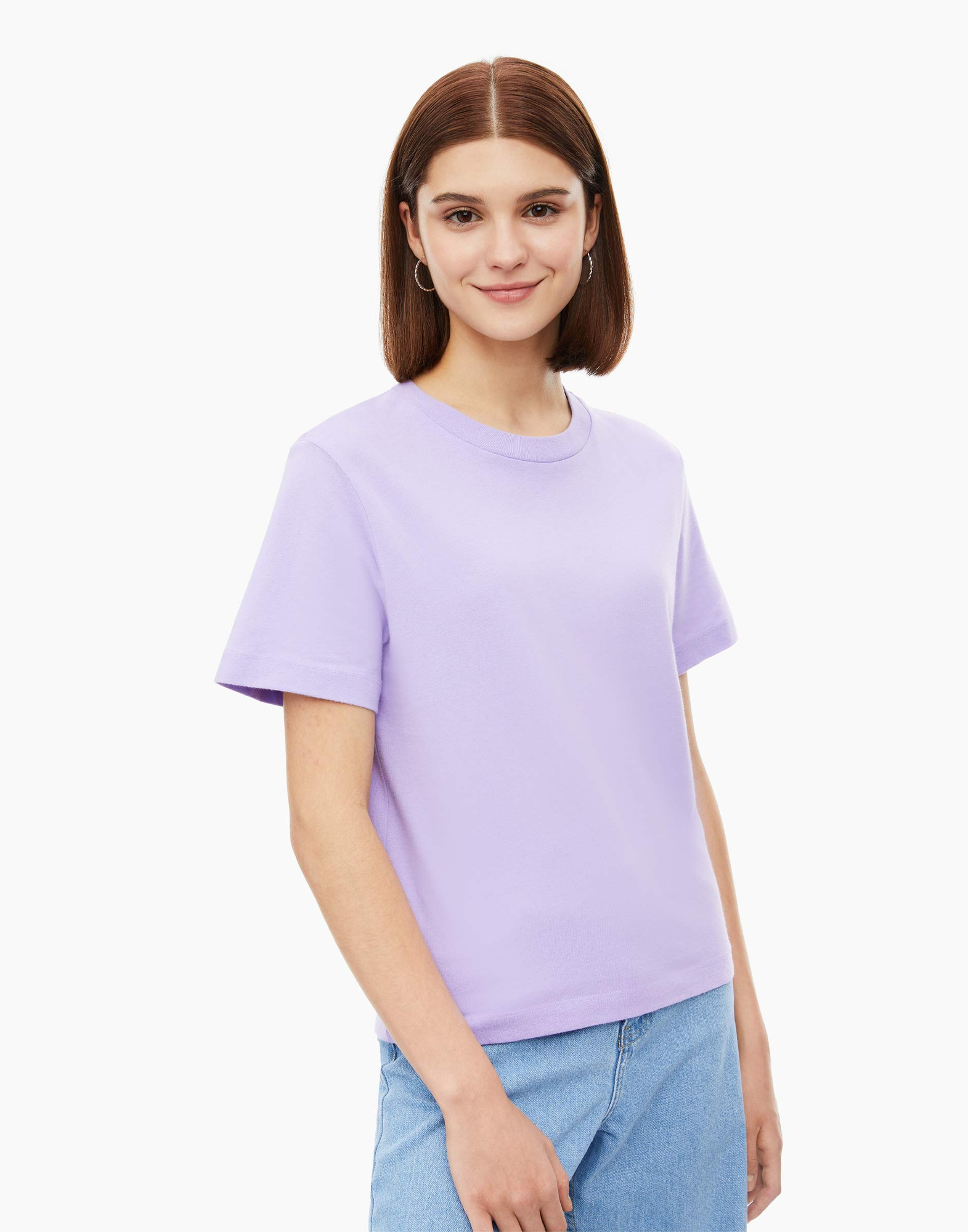 Сиреневая базовая футболка Straight из тонкого джерси GKT018921-3 ...