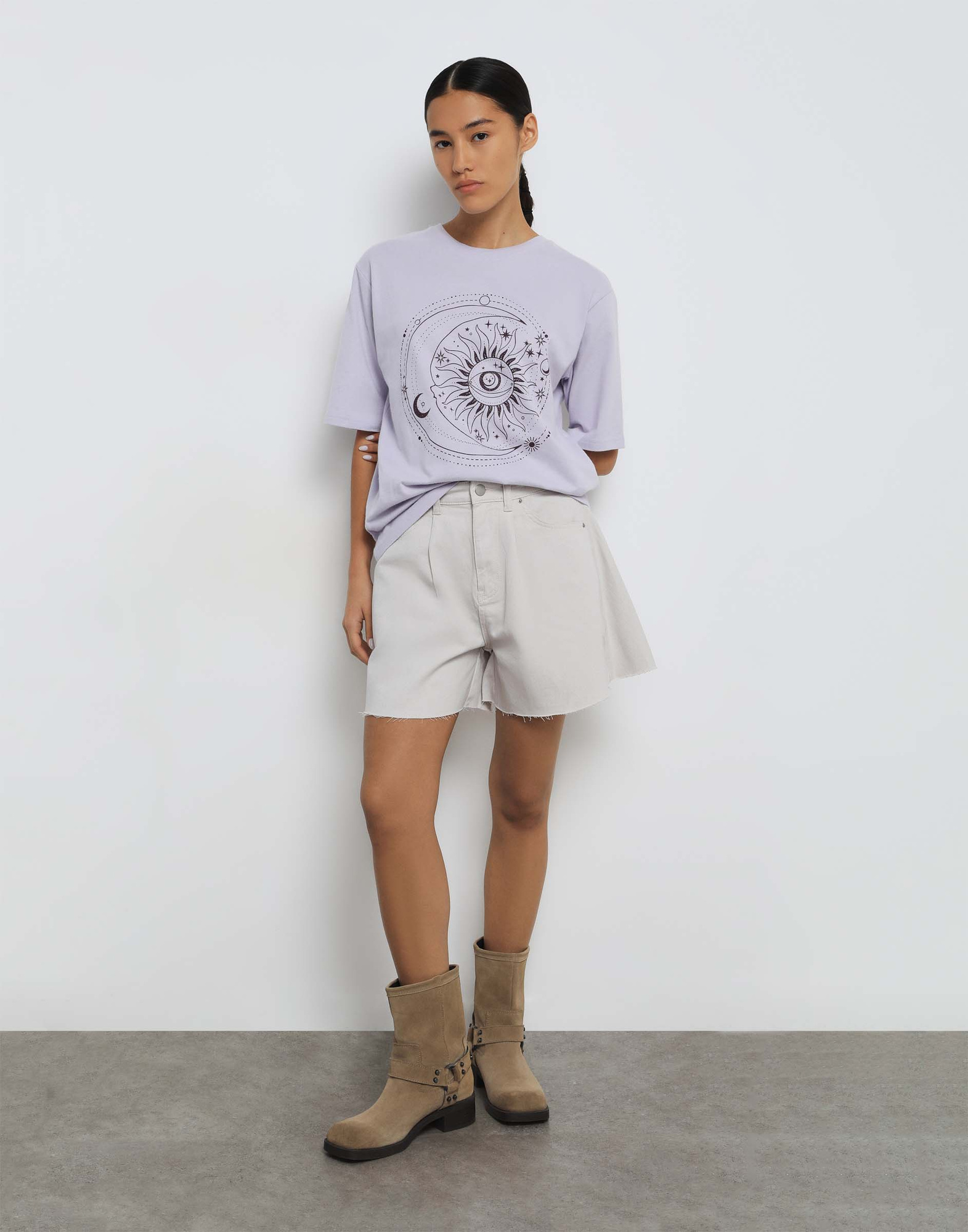 Сиреневая футболка oversize с принтом GKT025908-1 купить по цене от 199 ...