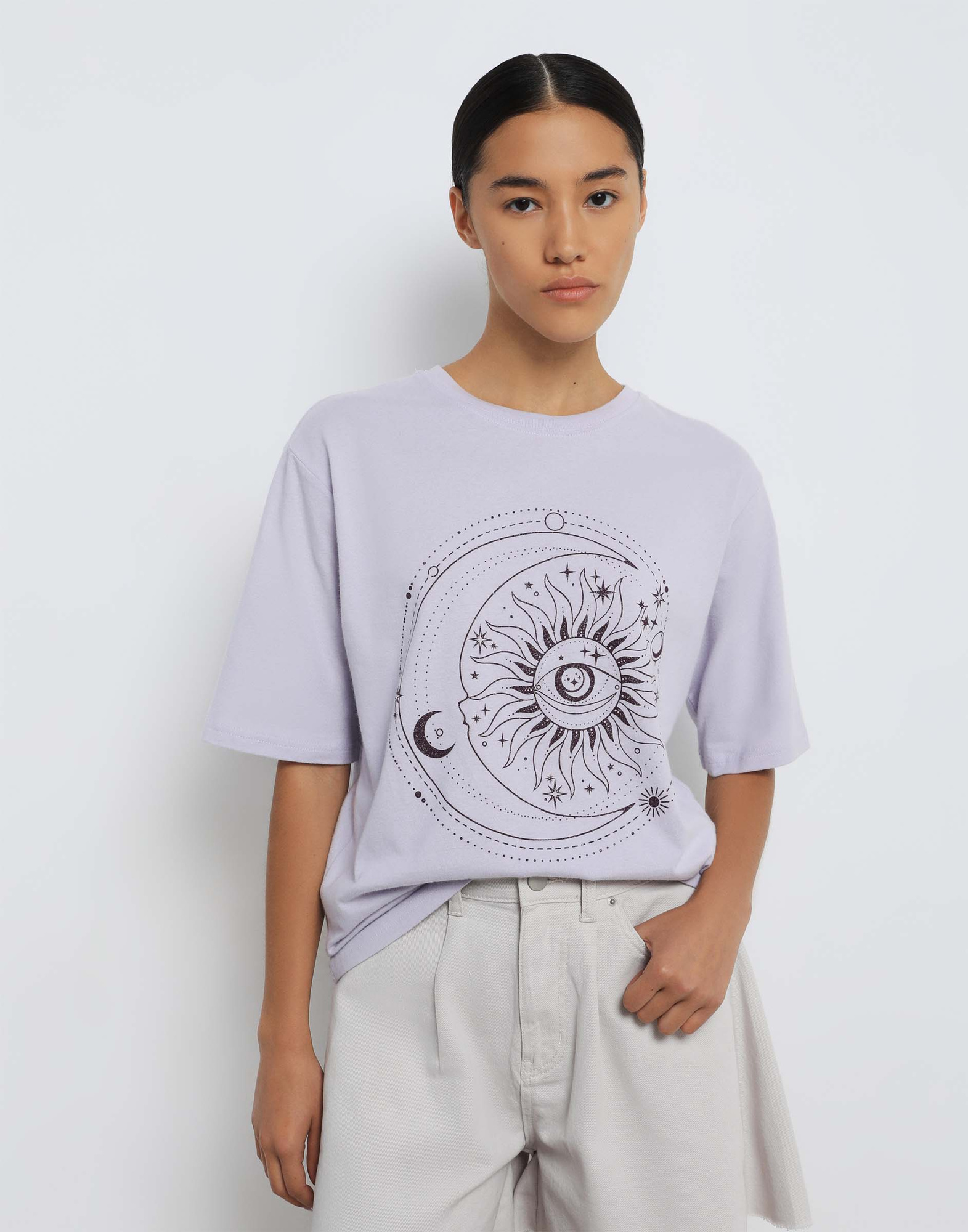 Сиреневая футболка oversize с принтом GKT025908-1 купить по цене от 199 ...