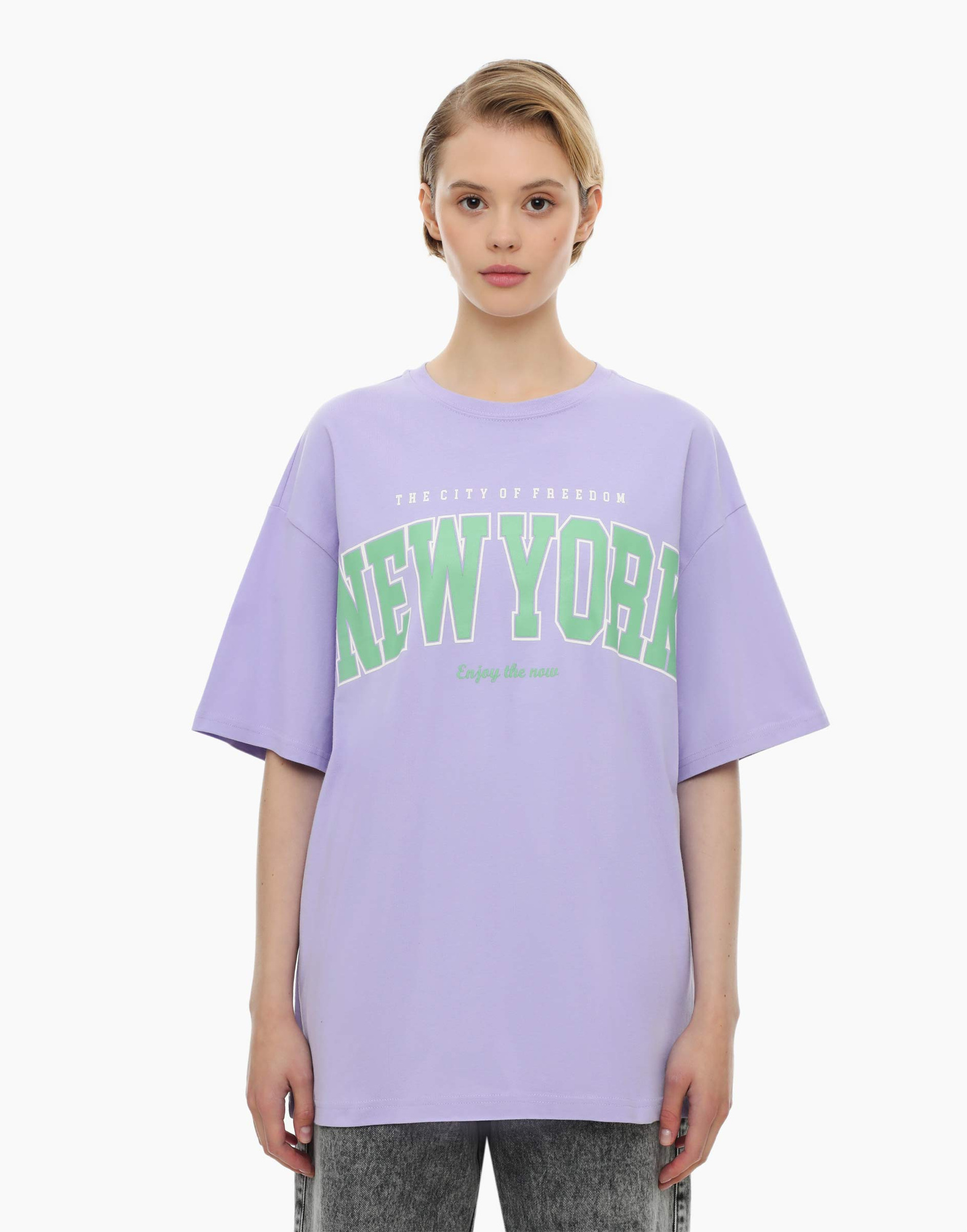 Сиреневая футболка superoversize с принтом GKT022231-1 купить по цене ...