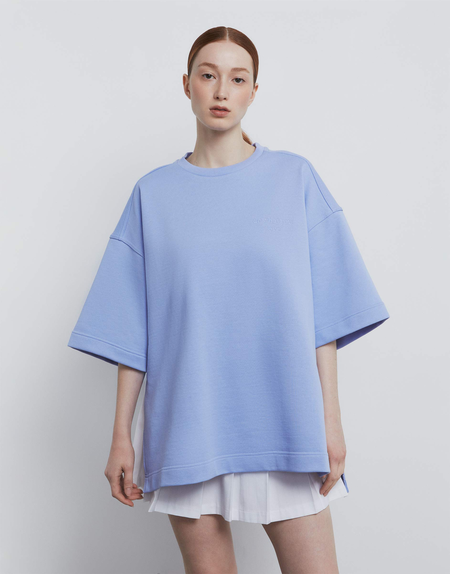 Сиреневая футболка superoversize с вышивкой GAC022666-2 купить по цене ...