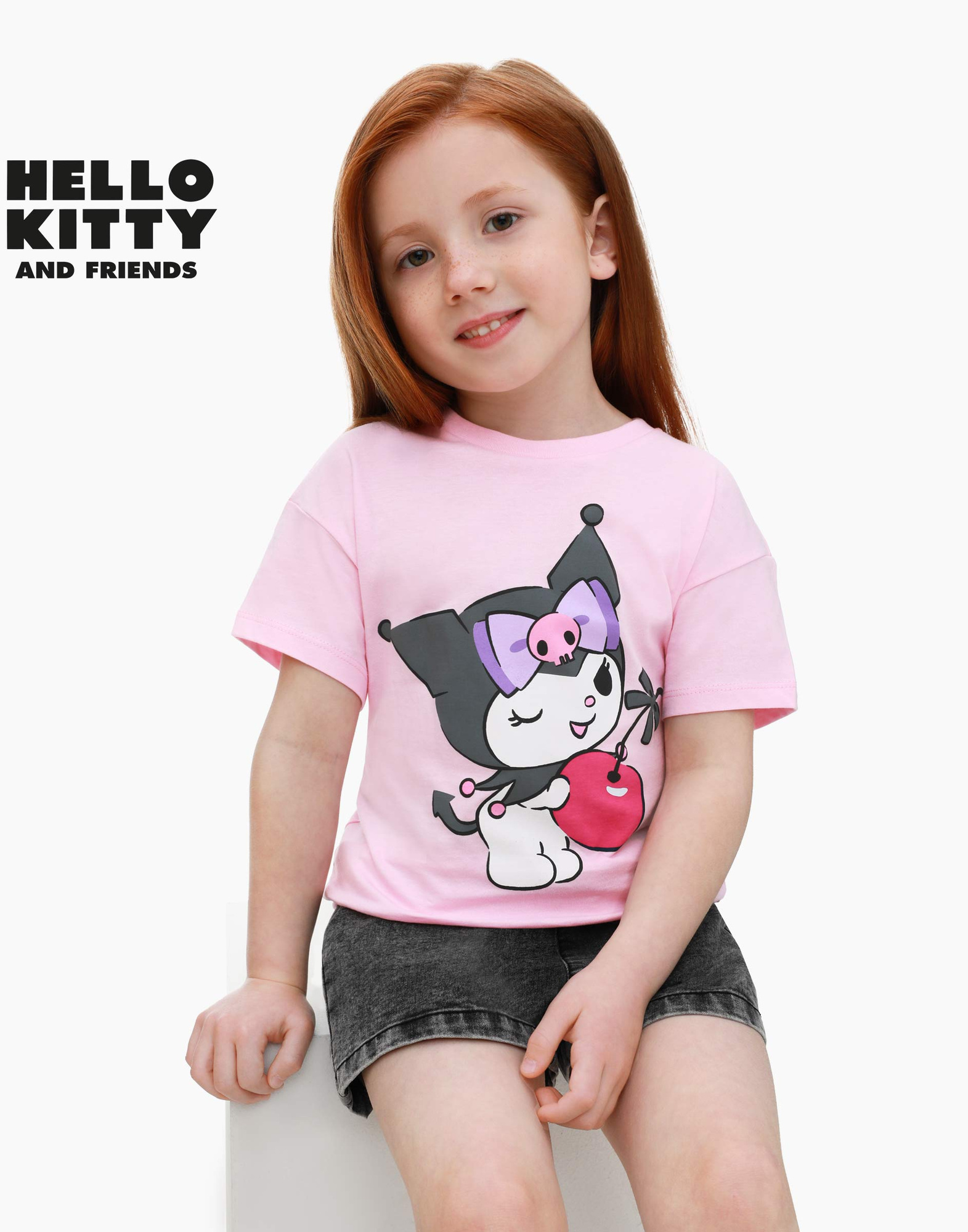 Светло розовая Oversize футболка из коллекции Hello Kitty для девочки ...