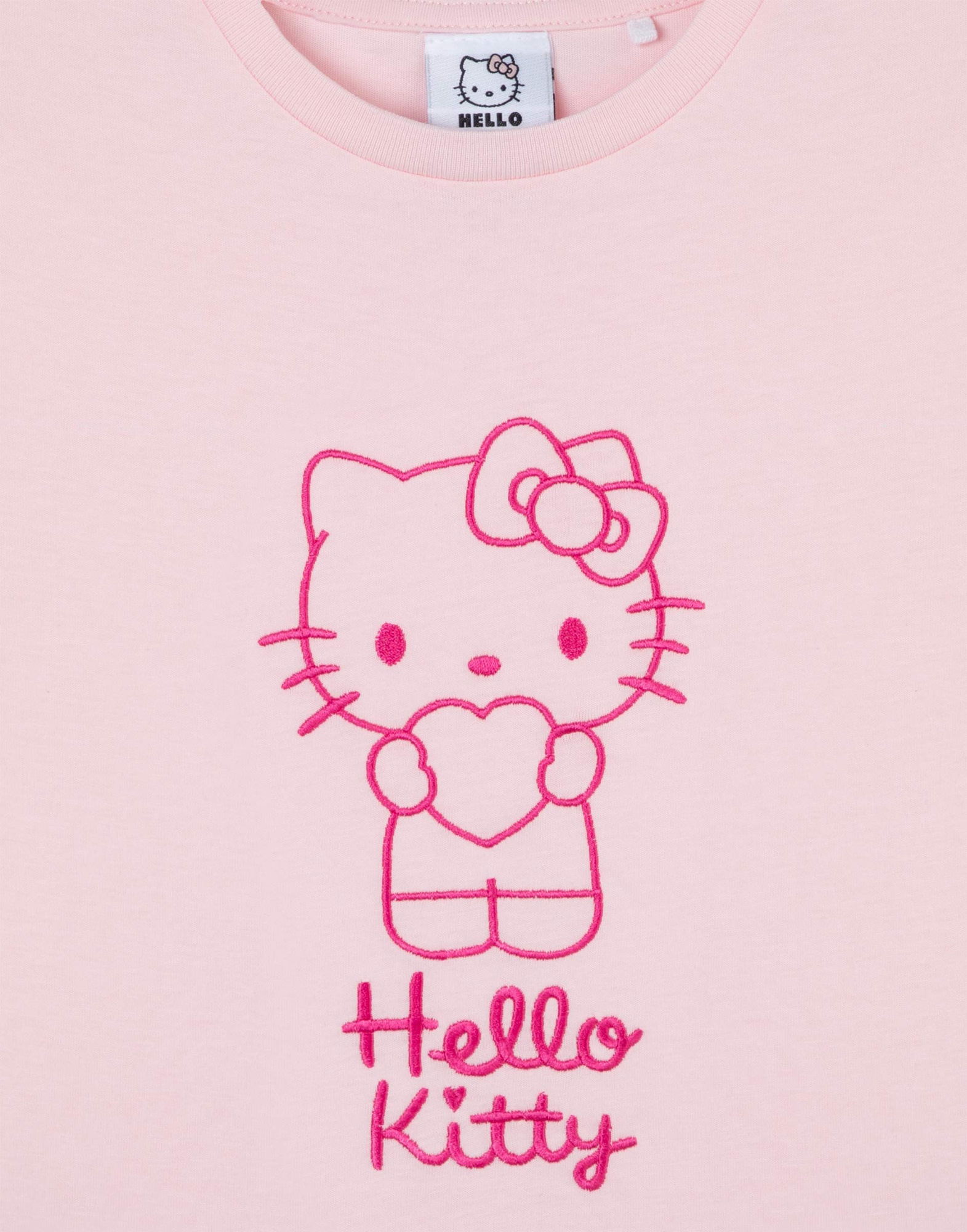 Светло-розовая футболка oversize с вышивкой Hello Kitty для девочки ...