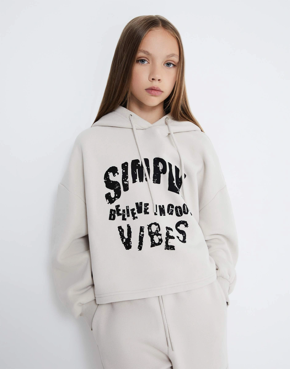 Светло-серое худи oversize с принтом GAC023027-1 купить по цене от 449 ...