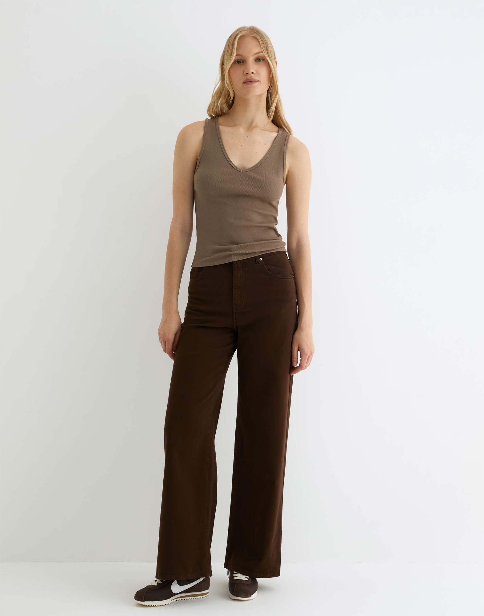 Тёмно-коричневые джинсы Wide leg GJN036258-2 размер 44/170