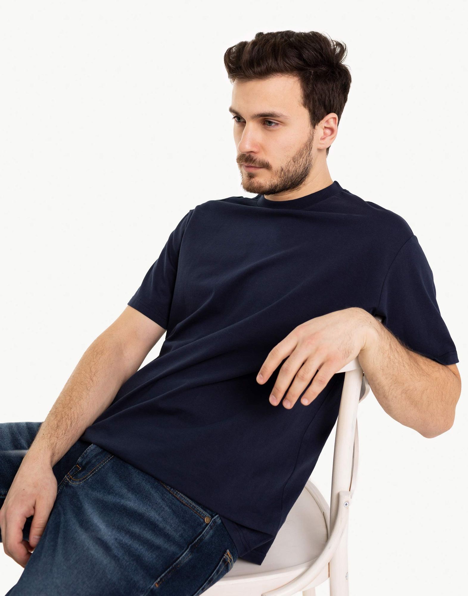 Темно-синяя oversize футболка BKT005081-2 купить по цене от 149 рублей ...
